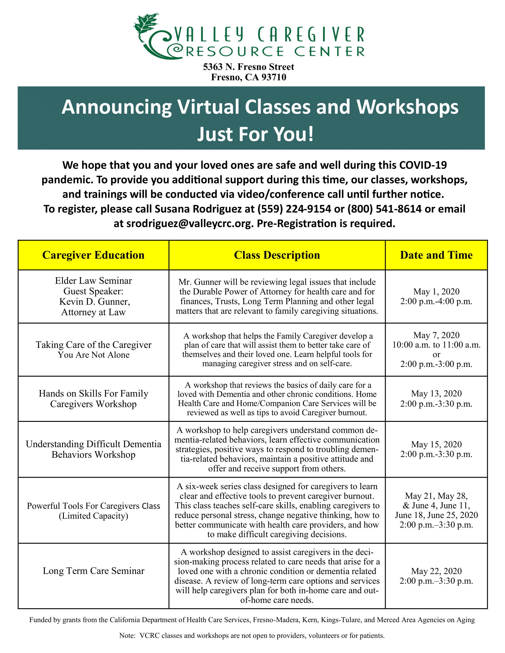 Virtual Classes and Workshops Final Flyer 4th Quarter 2020 Fixed - The ...